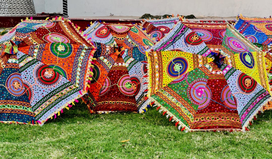 Floral Printed Indian Umbrella: Embroidered Wedding Parasol - Etsy