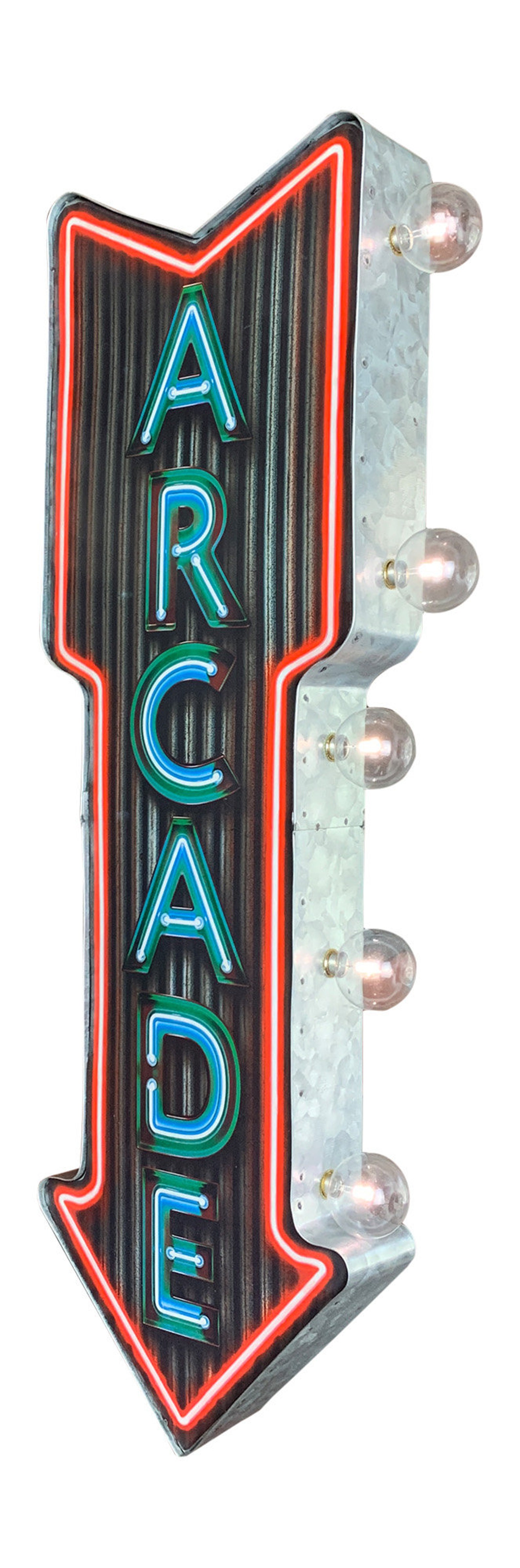 Neon Arcade LED Sign 25 Double Sided Arrow Shaped Sign | Etsy