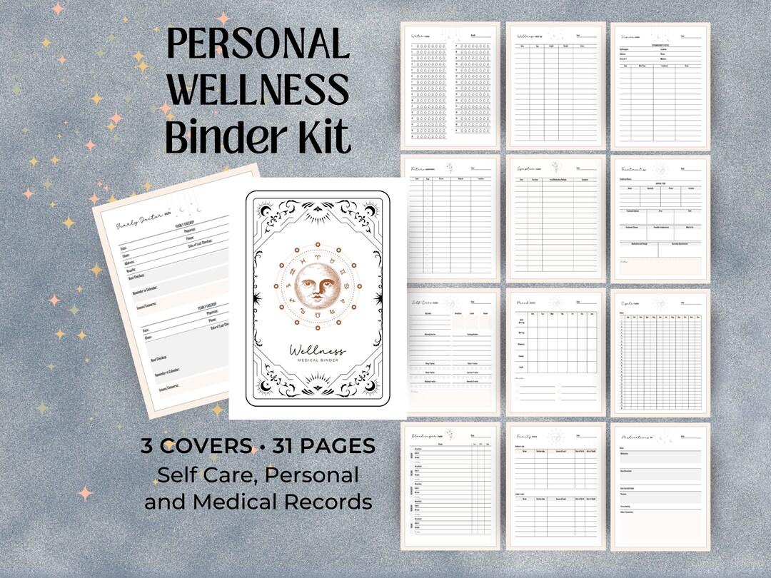 Printable Wellness Medical Kit, Blood Pressure Tracker, Monthly Cycle ...