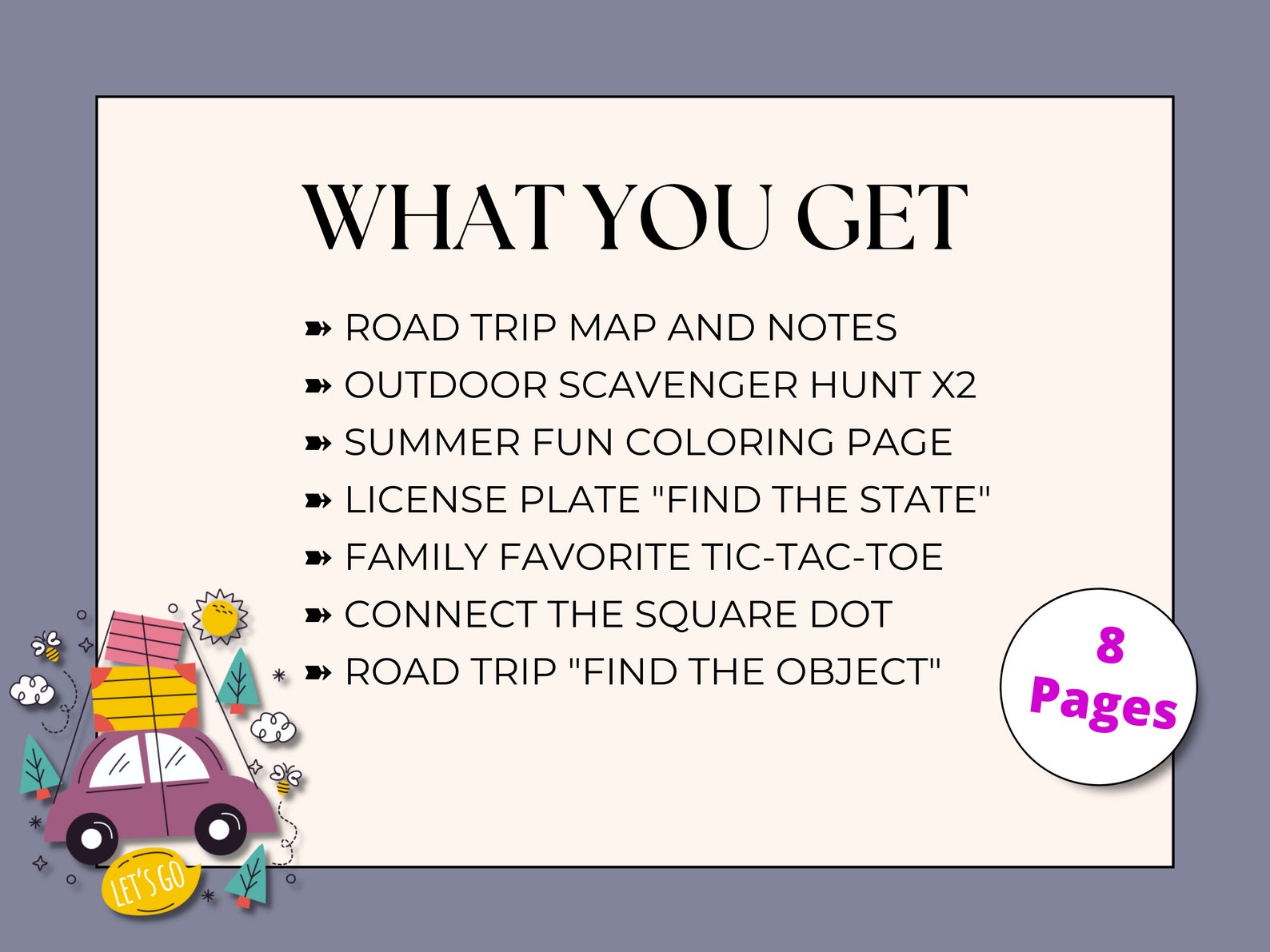 Road Trip Printable Activities for Family Fun, Outdoor Summer Games ...