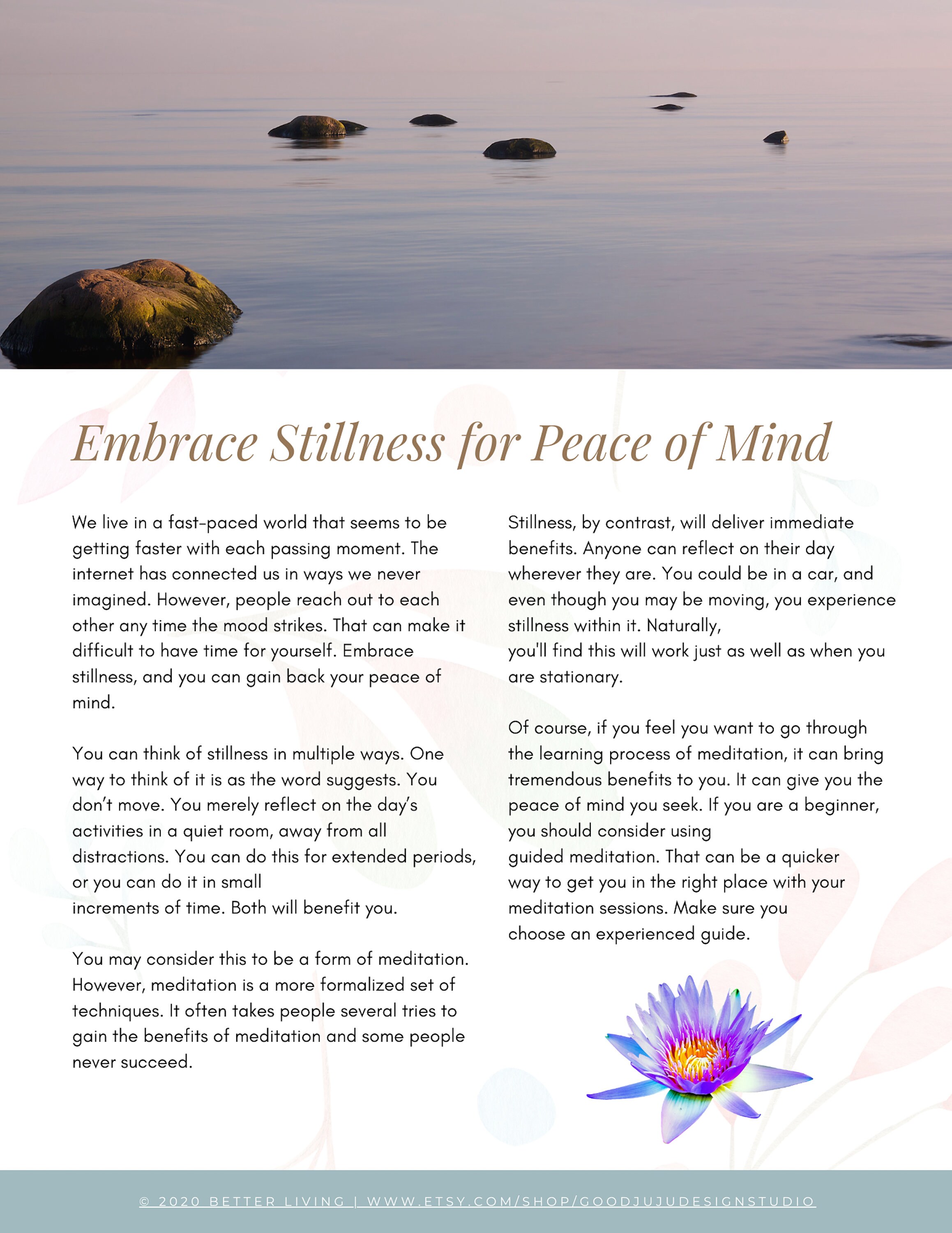 5 Simple Ways to Embrace Stillness for Peace of Mind | Etsy