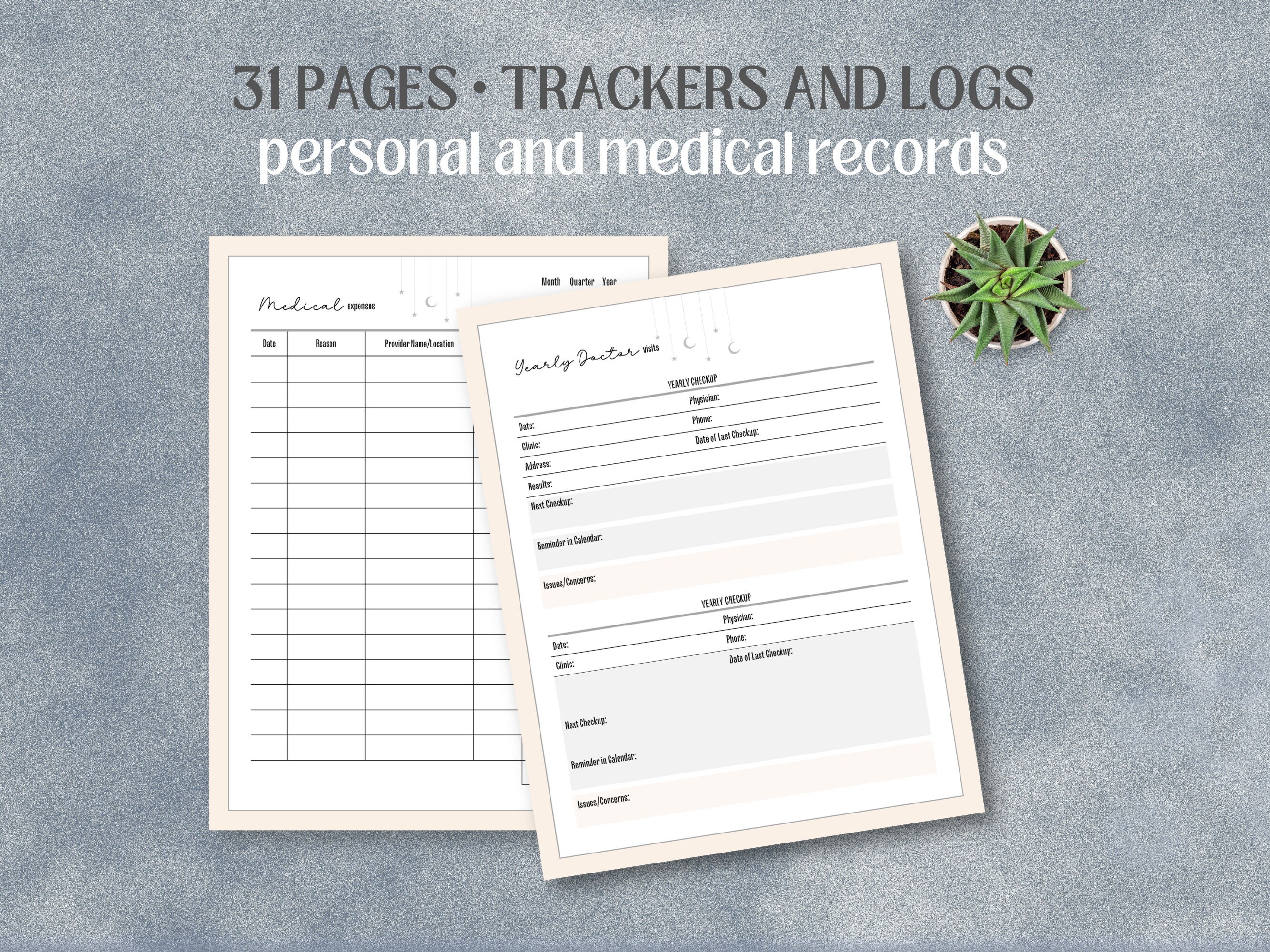 Printable Wellness Medical Kit, Blood Pressure Tracker, Monthly Cycle ...
