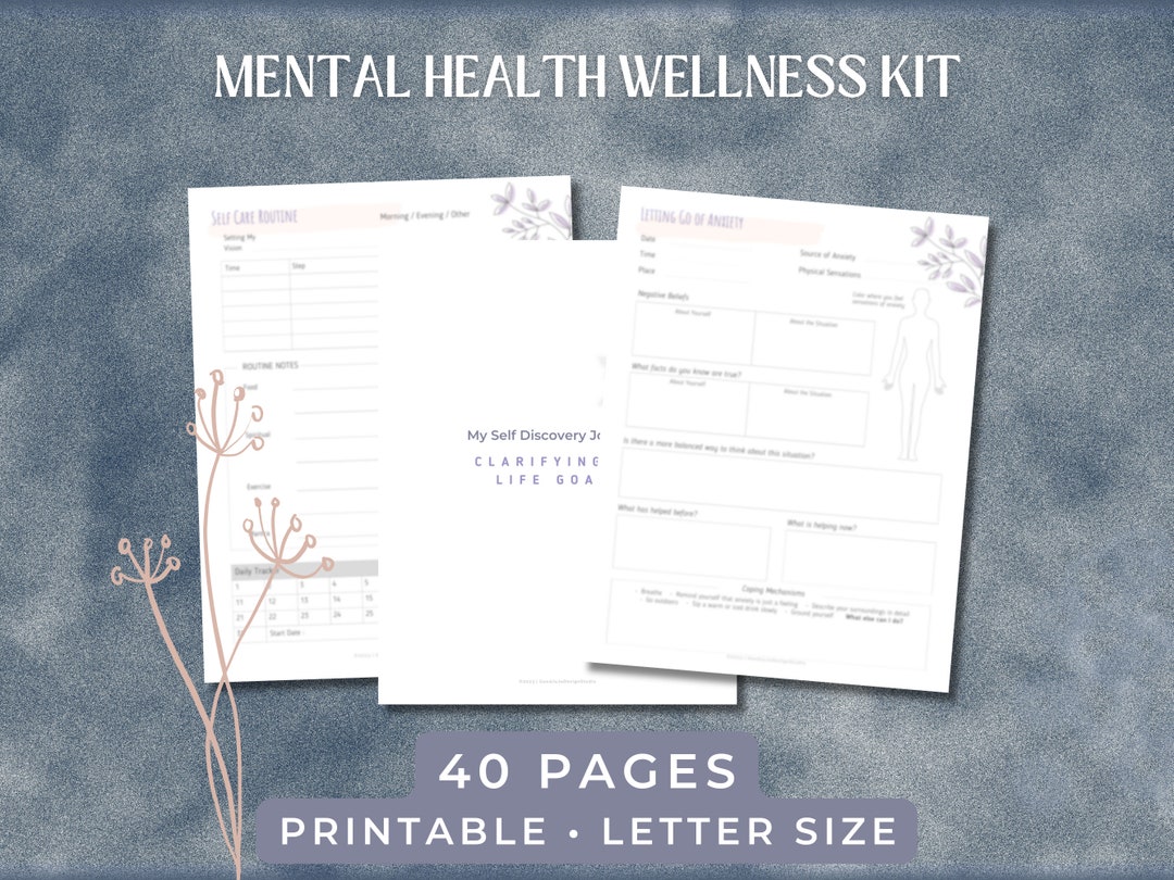 Mental Health Self Care Wellness Kit, 40 Printable Mindfulness ...