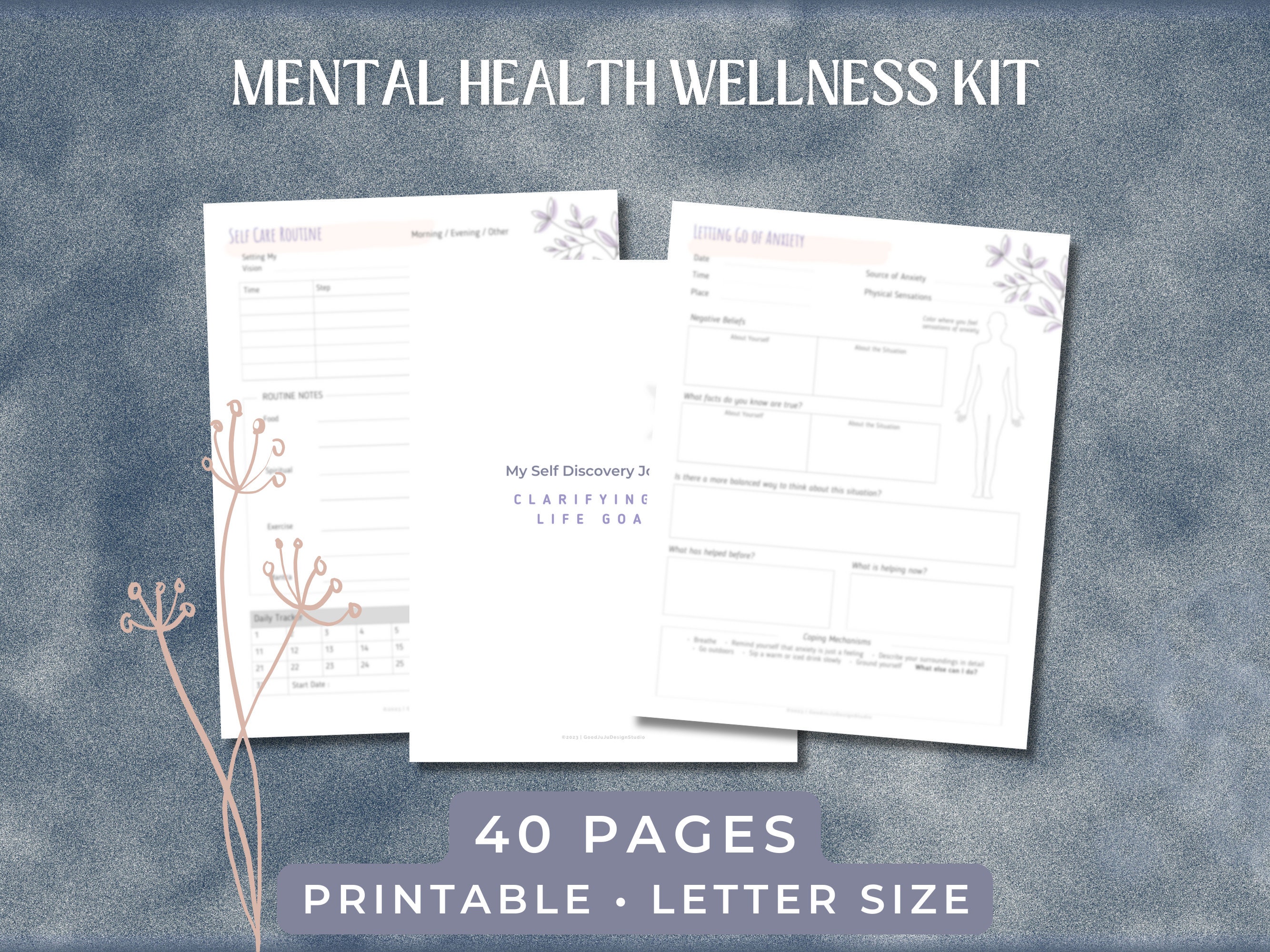 Mental Health Self Care Wellness Kit, 40 Printable Mindfulness ...
