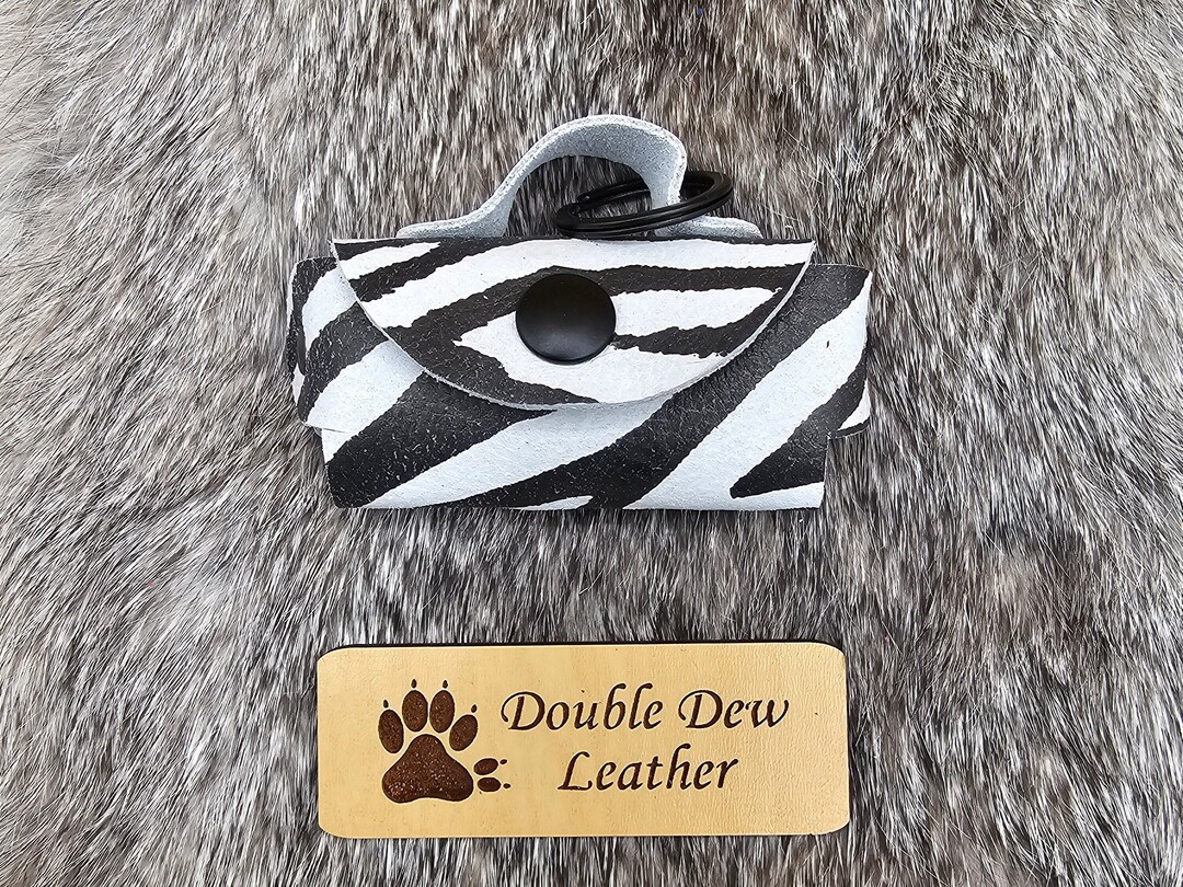 Zebra Print, Leather Dog Poop Bag Holder, Dog Lover Gift for Her, Dog ...