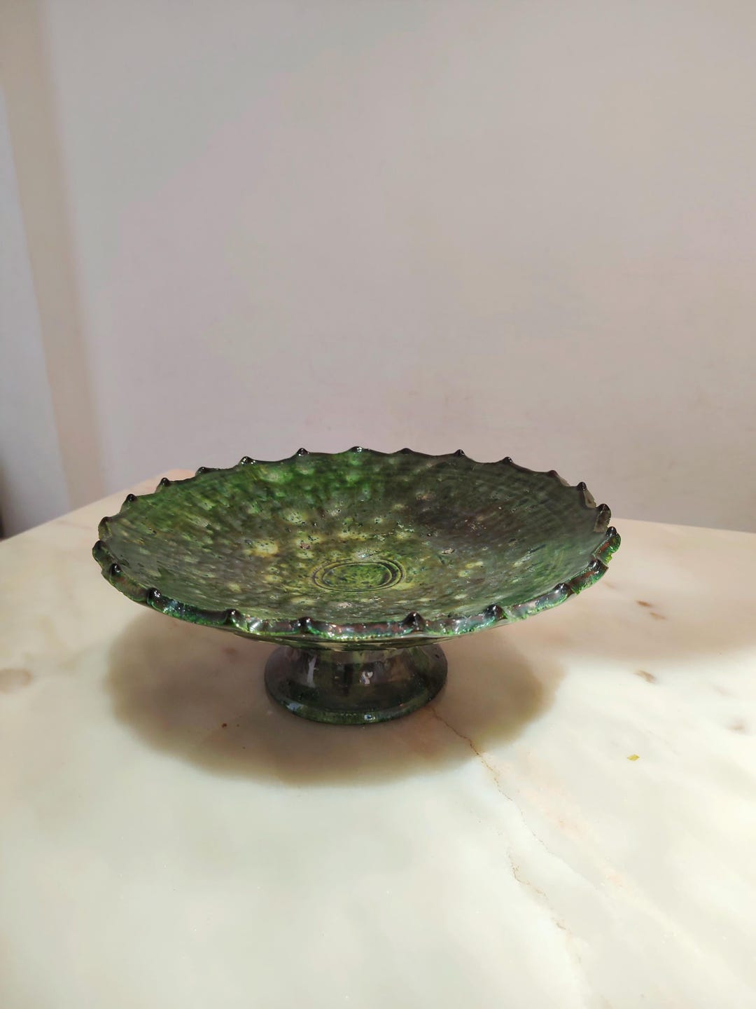 Ceramic Cake Stand, Green Plate for Cakes, Desserts, Cookies, Fruits ...