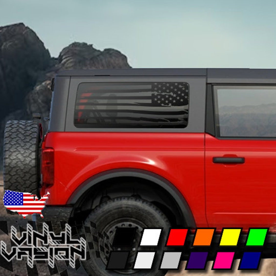 2x Distressed Flag Side Window Decal for Ford Bronco Full Size 2 Door ...