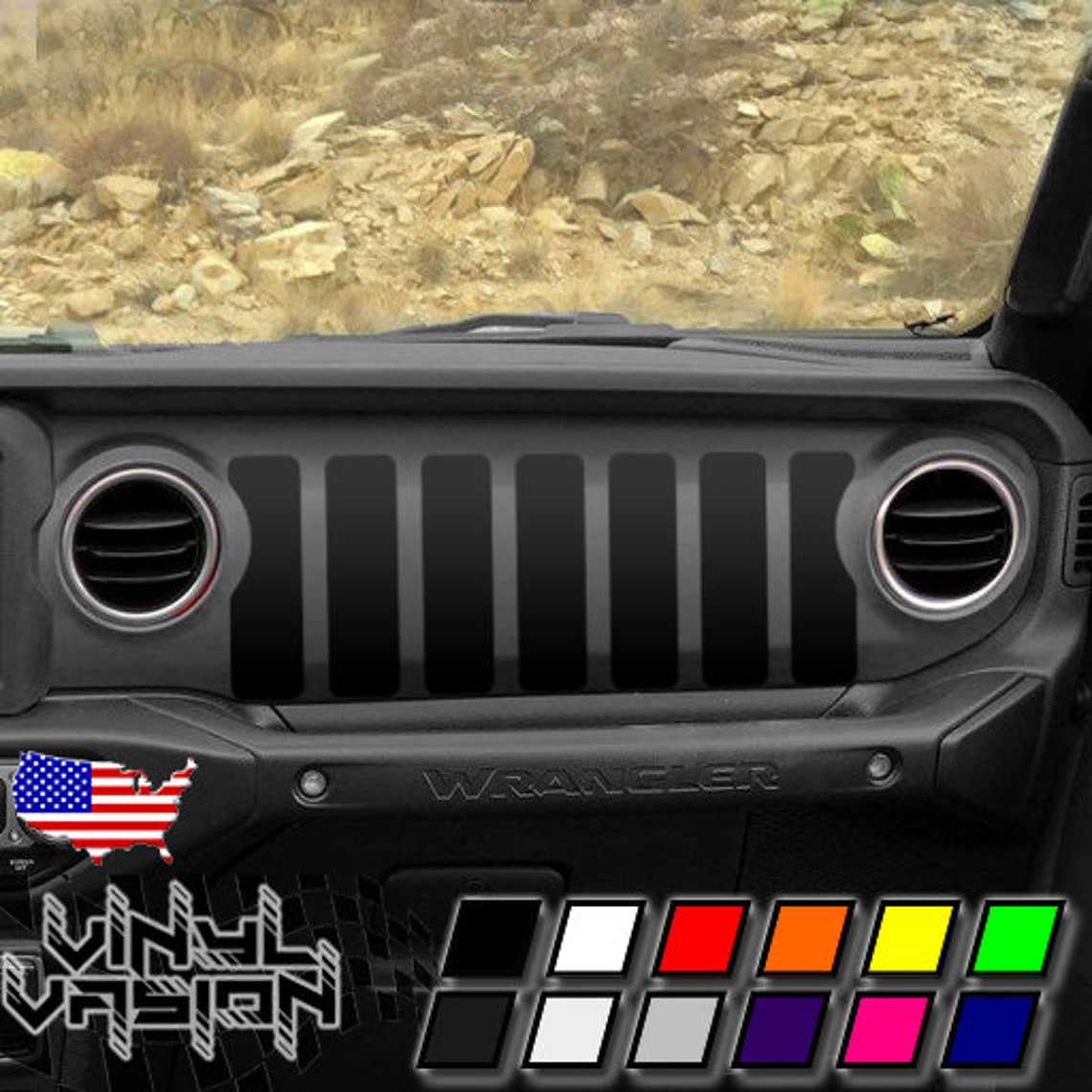 Dashboard Grill Decal Vinyl Dash Sticker for Jeep Wrangler JL 2018-2024 ...