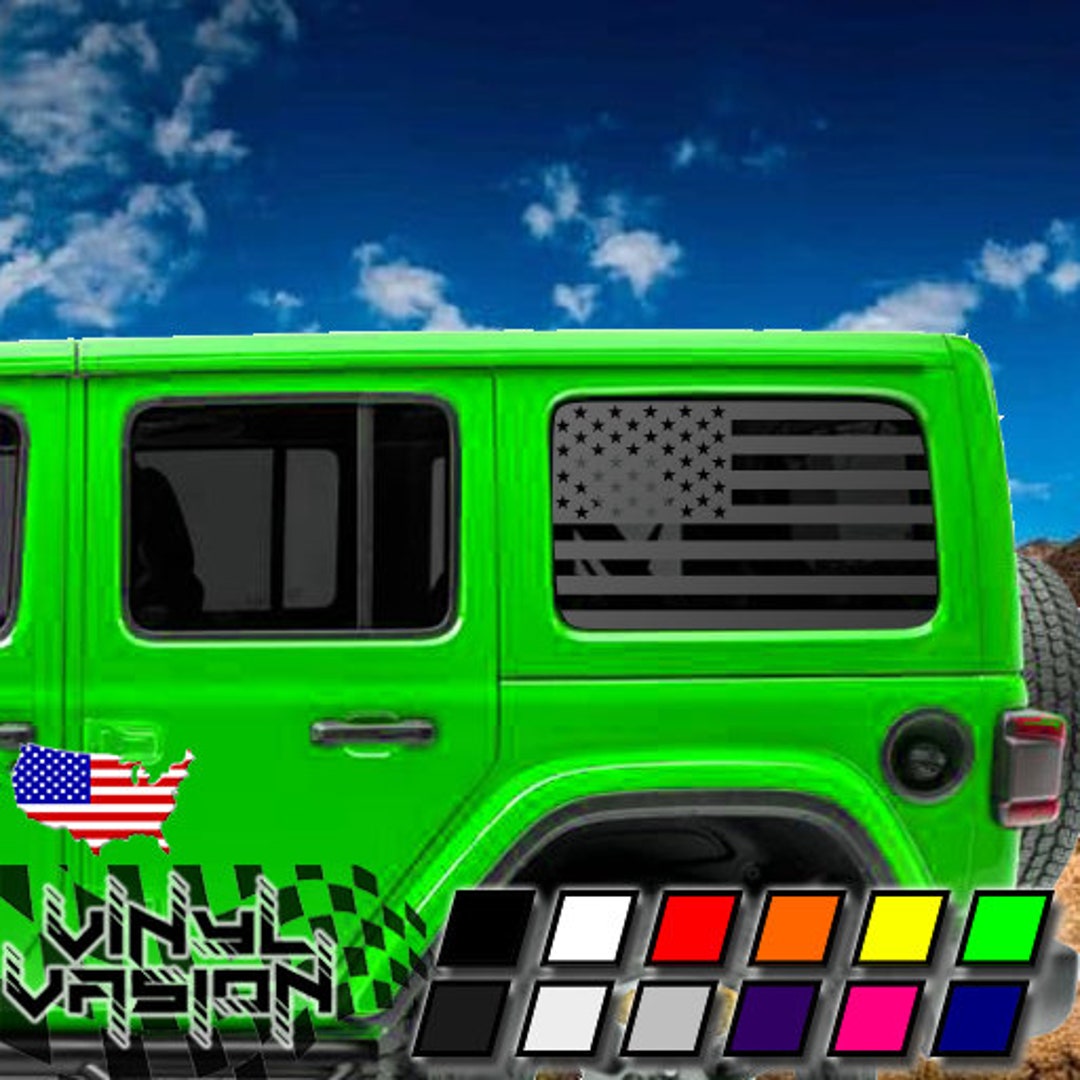 2x USA American Flag Side Window Decal for 2018-2024 Jeep Wrangler JL ...