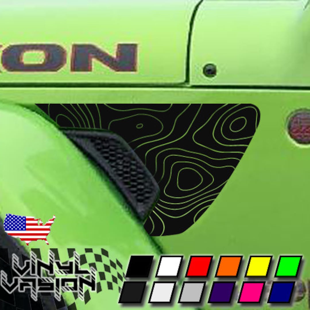 Topographical Map Fender Vent Decals for Wrangler Rubicon JL Jeep 2018 ...