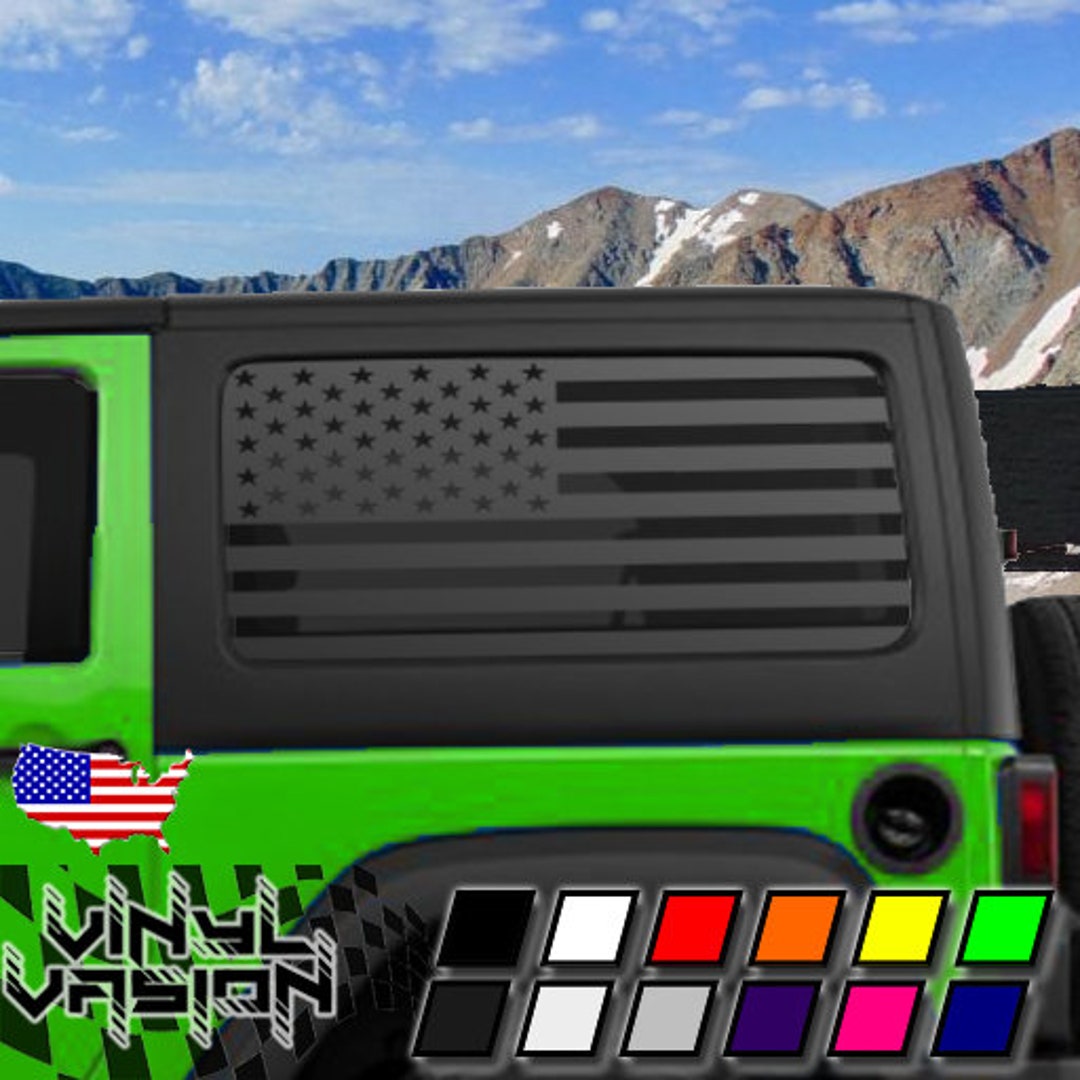 2x American Flag Side Window Decal for 2011-2024 Jeep Wrangler JK JL (2 ...