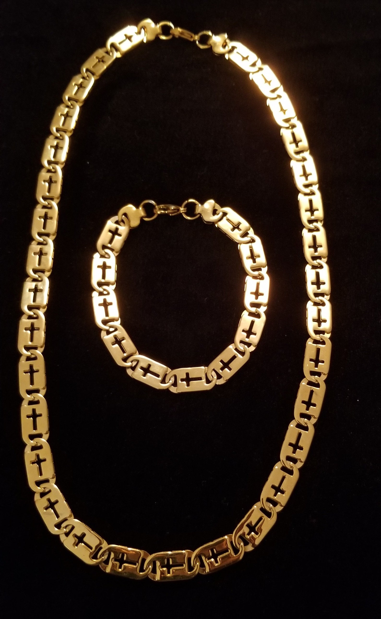 Link Cross Chain and Bracelet - Etsy