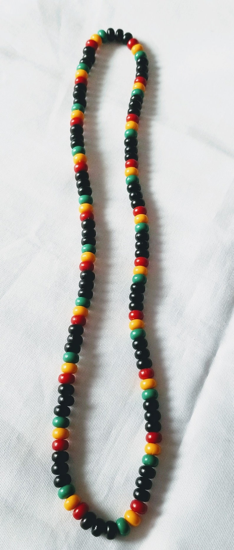 Stretchable Rasta Bead Necklace | Etsy