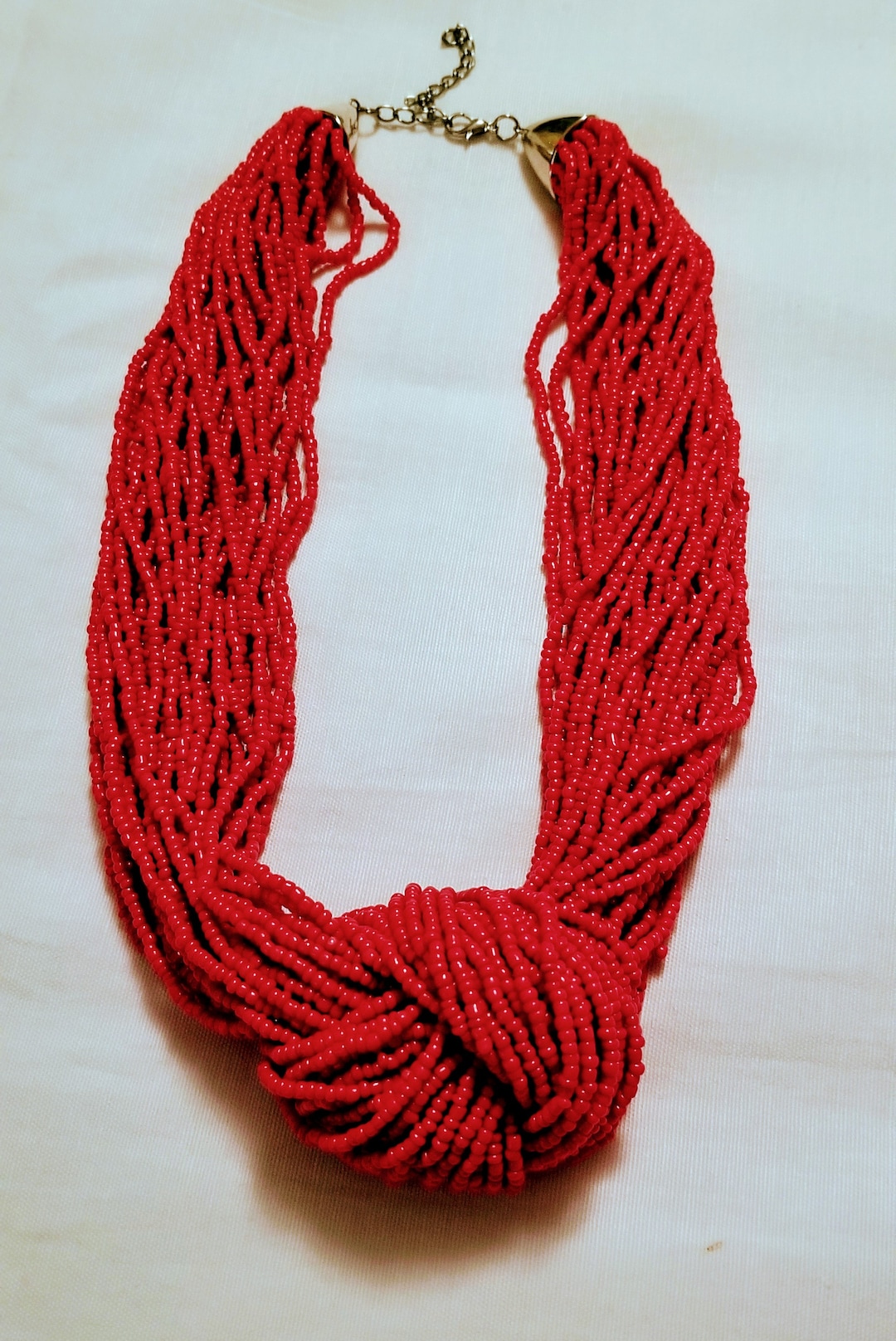 Red Beaded Necklace: Knotted Statement Jewelry - Etsy