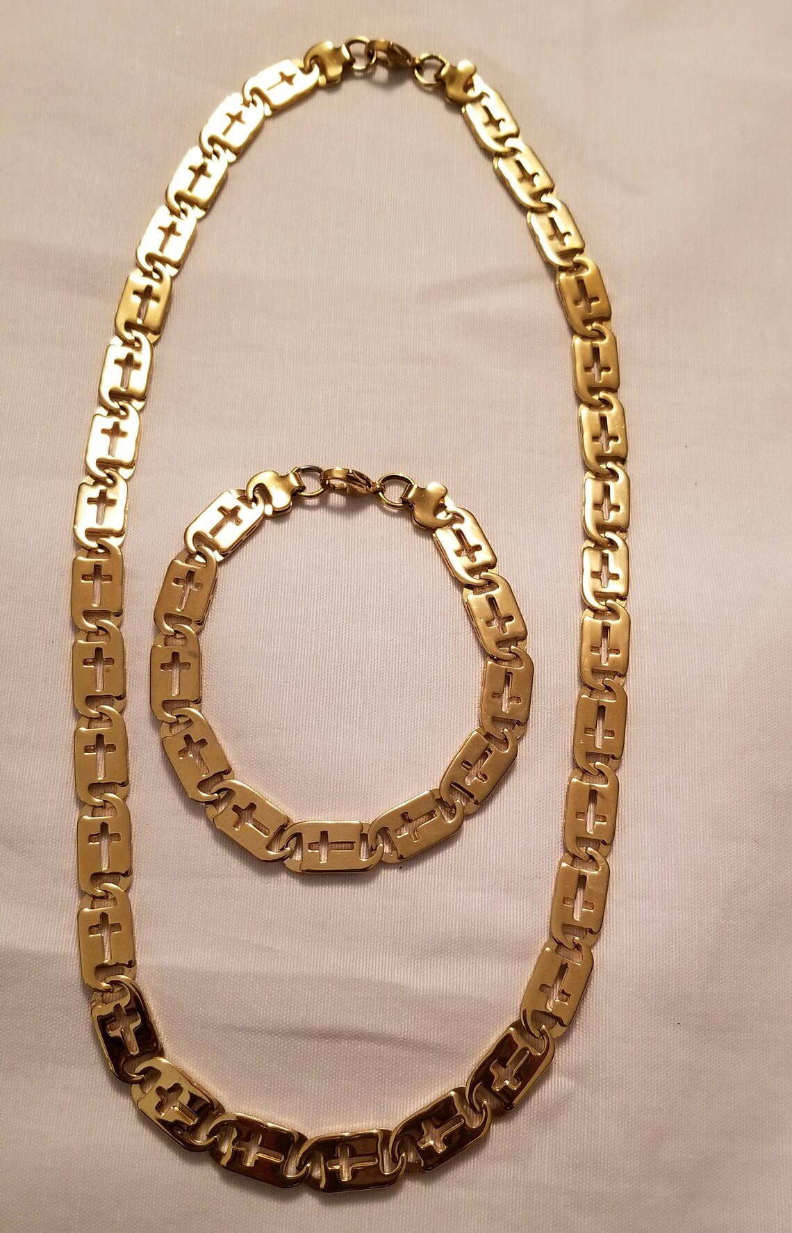 Link Cross Chain and Bracelet - Etsy