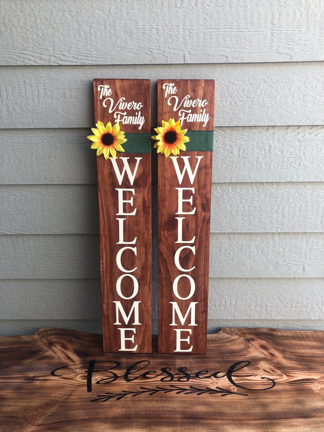 Personalized WELCOME SIGN, Welcome Sign for Front Door, Vertical Wood ...