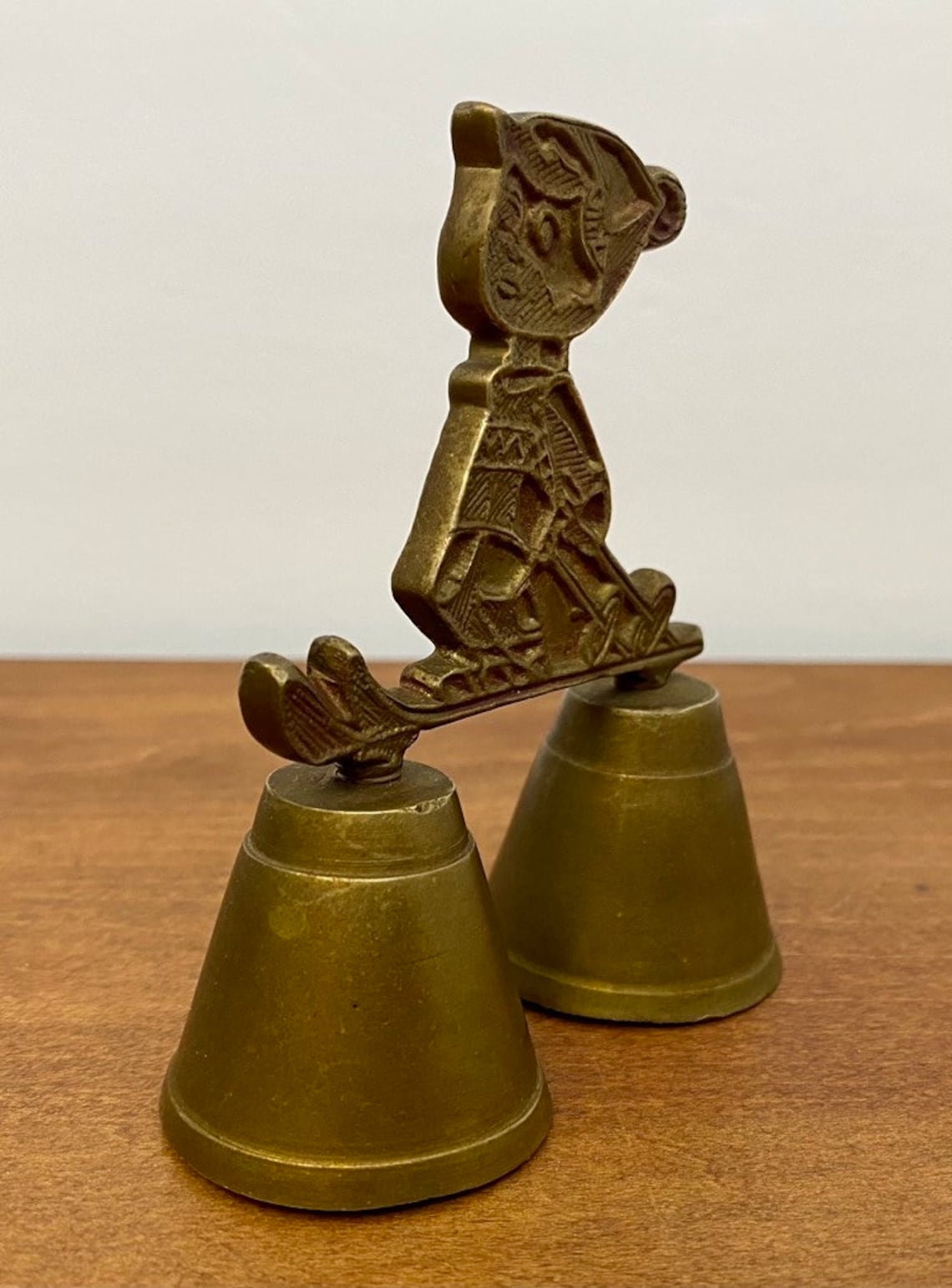 Vintage Sarna Double Brass Bell With Skier | Made in India - Etsy