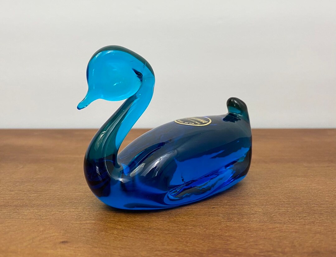 Vintage Kanawha Cobalt Blue Glass Swan Paperweight - Etsy