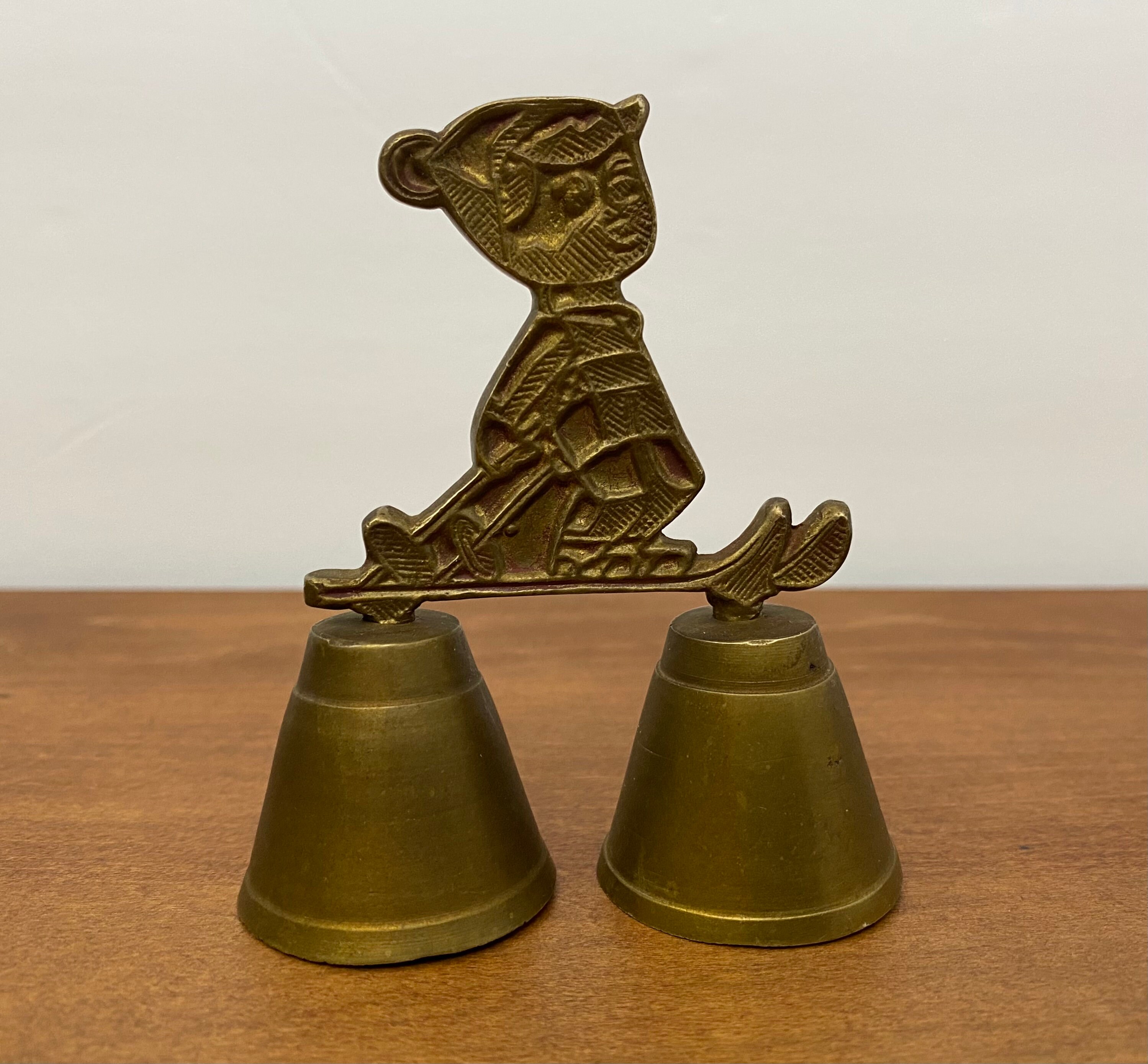 Vintage Sarna Double Brass Bell With Skier | Made in India - Etsy