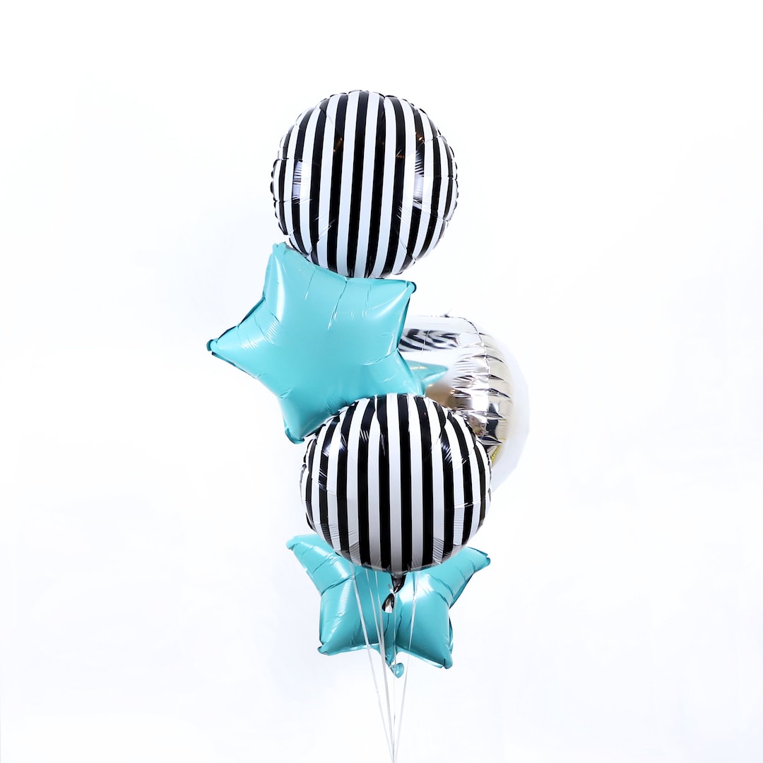 Custom Color Balloon Bouquet Arrangement. 18" Star, Silver Orb Ball ...