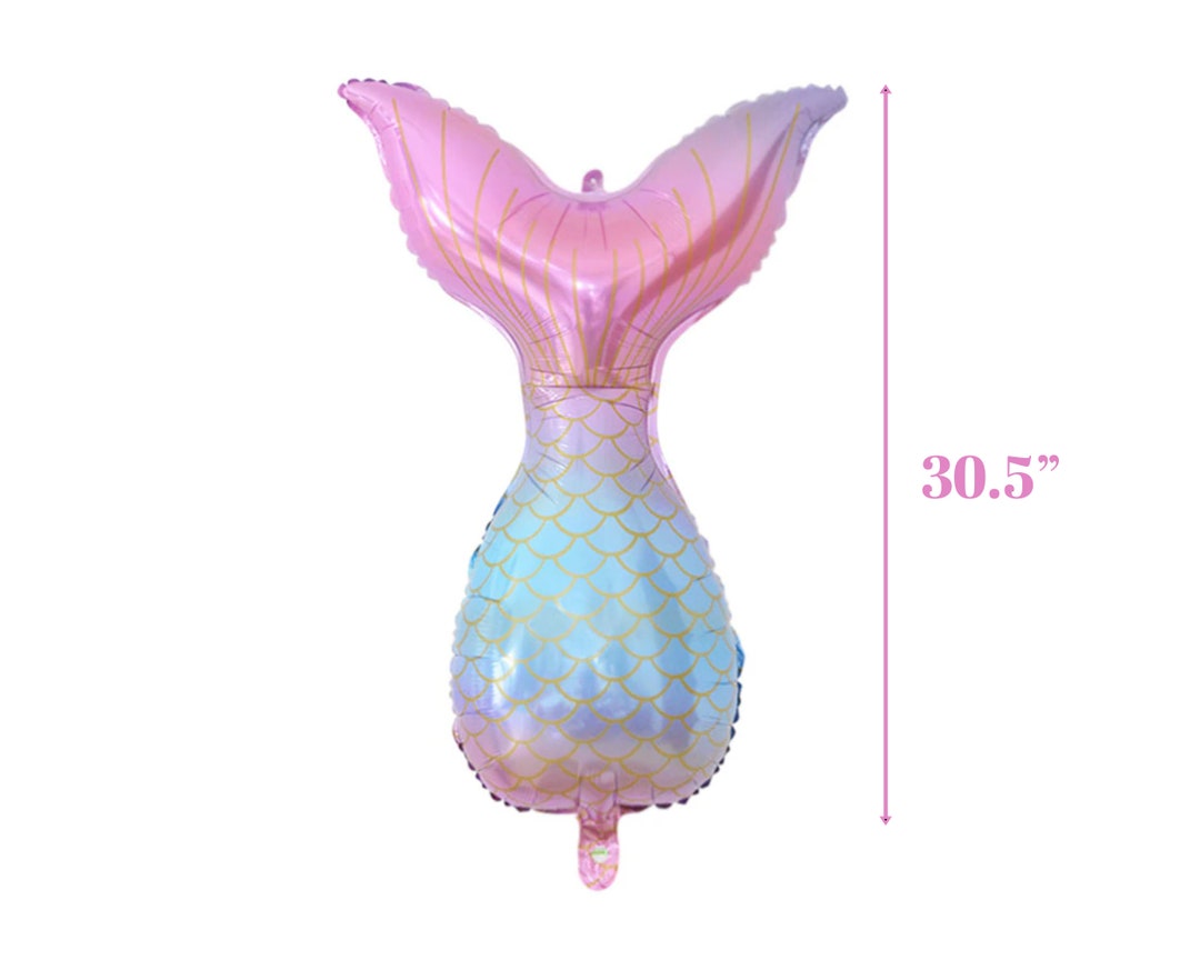 30" Pink Blue Mermaid Tail, Gold Fish Scale Mylar Foil Balloon, Under ...