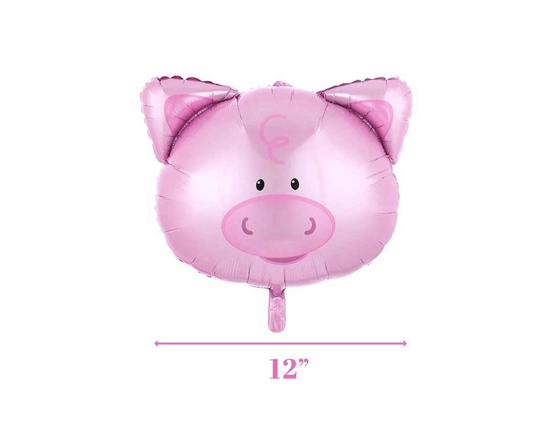 12" Pink Pig Face Mylar Foil Balloon. Circus Carnival. Country Barn ...