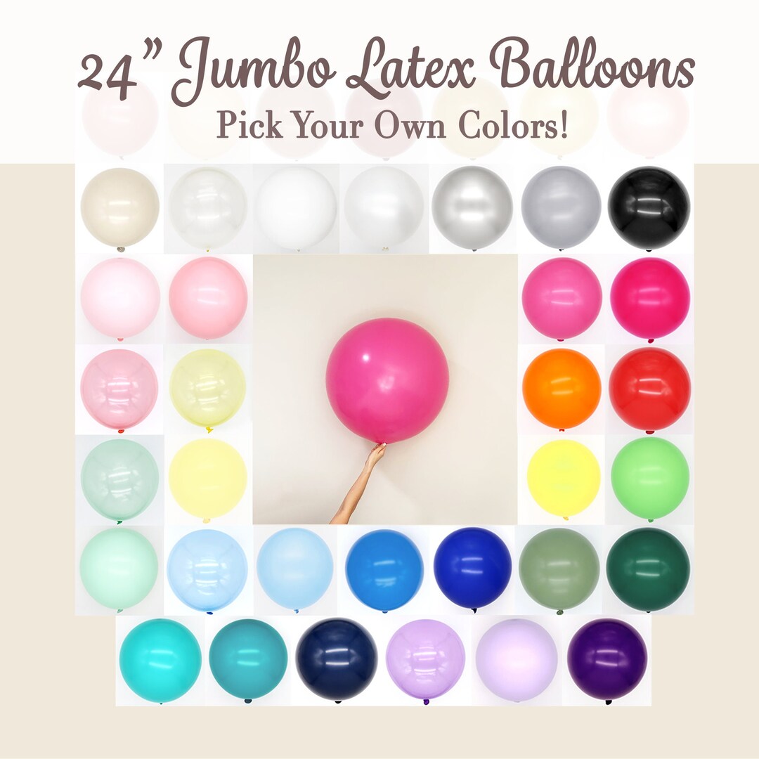 24 Inch Jumbo Latex Balloons. DIY Pick Your Own Colors From Premium ...