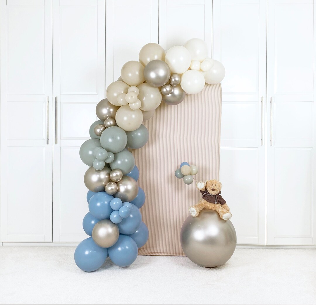 Muted Pastel Dusk Green, Blue & Sand Balloon Garland Arch Kit. Neutral ...