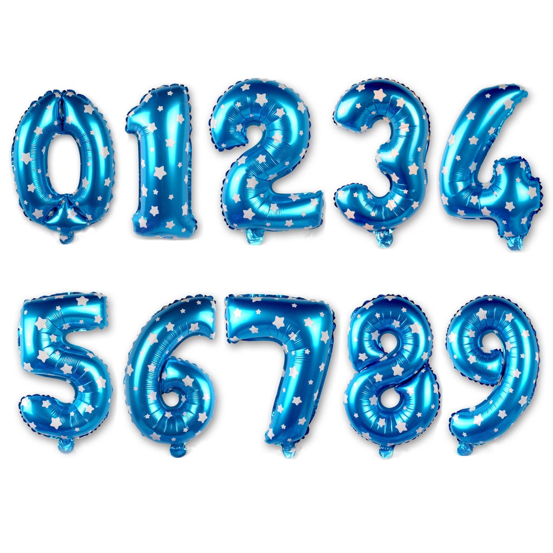 30 Inch Blue Star Number Balloon - Large Mylar Foil Number Balloon ...