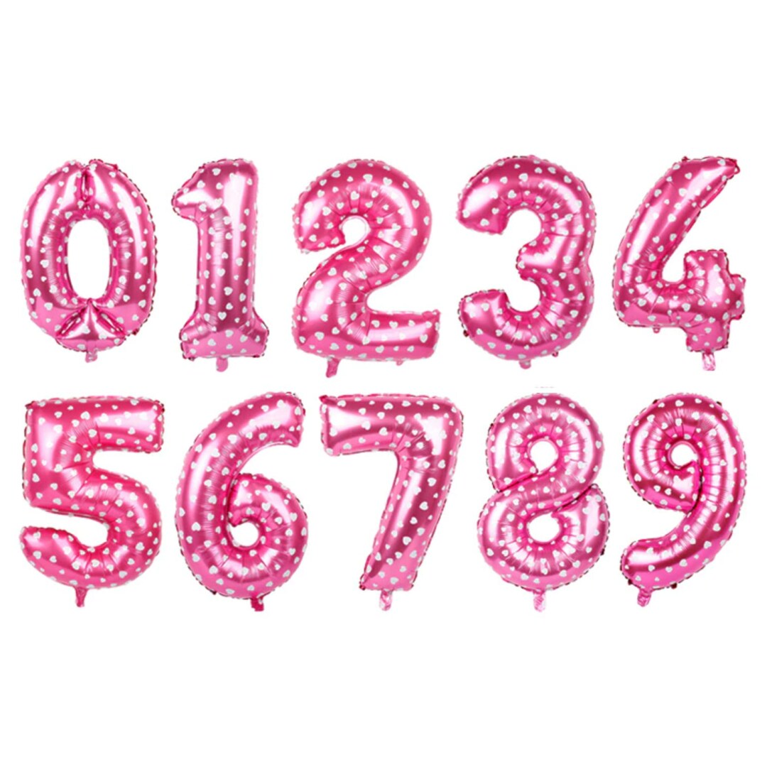 30 Inch Pink Heart Number Balloon - Big Mylar Foil Balloon - for First ...