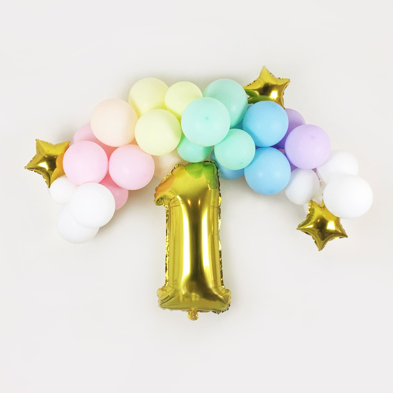 Complete Balloon Garland Kit W/ Hooks. Pastel Rainbow Matte Round ...