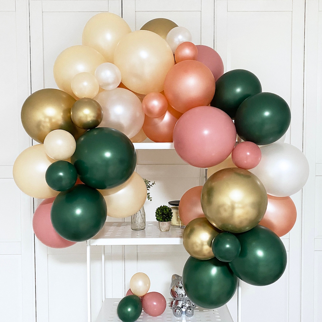 Pearl Forest Green, Rose Gold & Mauve Pink Balloon Arch Garland Kit ...