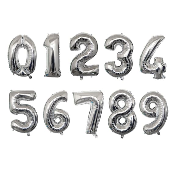 32 Inch Metallic Silver Number Balloon Big Mylar Foil - Etsy
