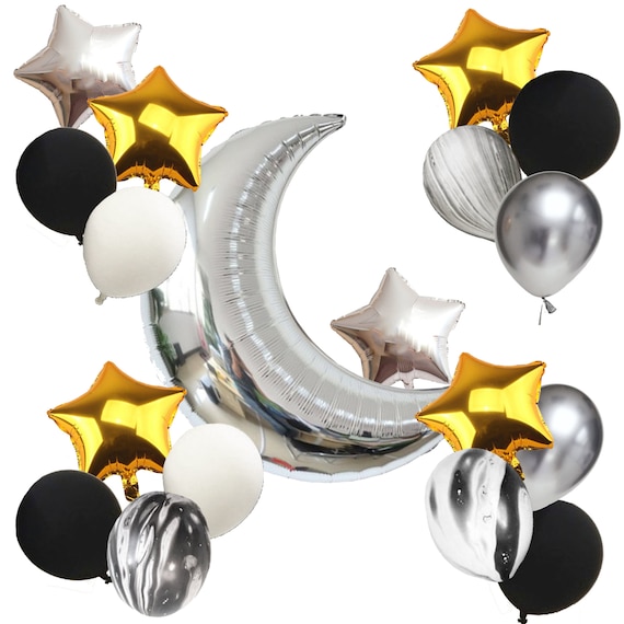 36 Silver Gold Moon Star Mix Party Decoration Set - Etsy