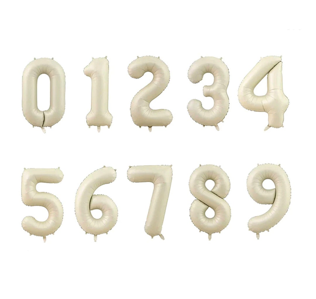 32 Inch Matte Cream White Number Balloon, Muted Neutral Ivory, Big ...