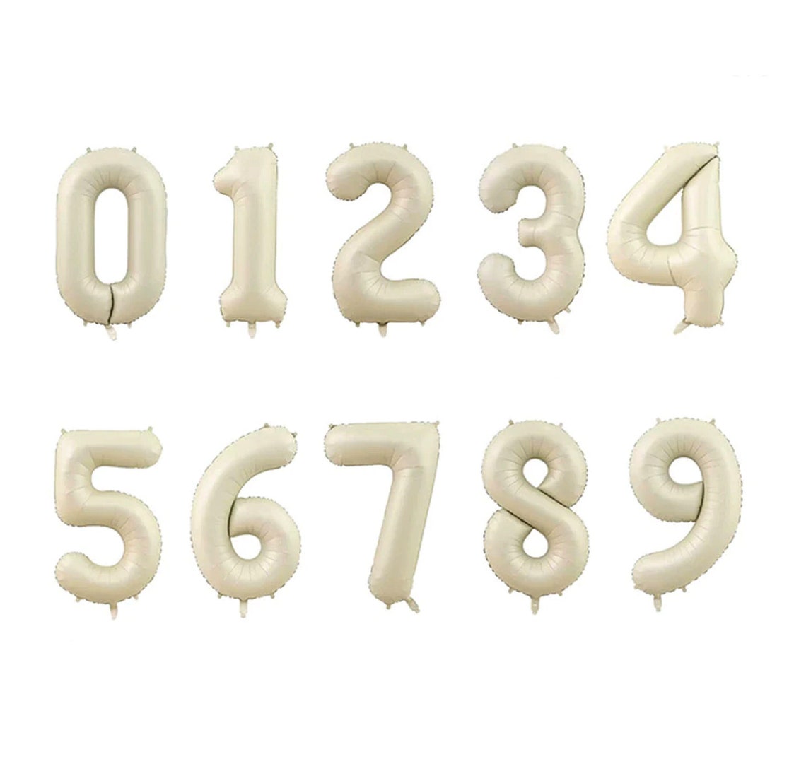 32 Inch Matte Cream White Number Balloon, Muted Neutral Ivory, Big ...
