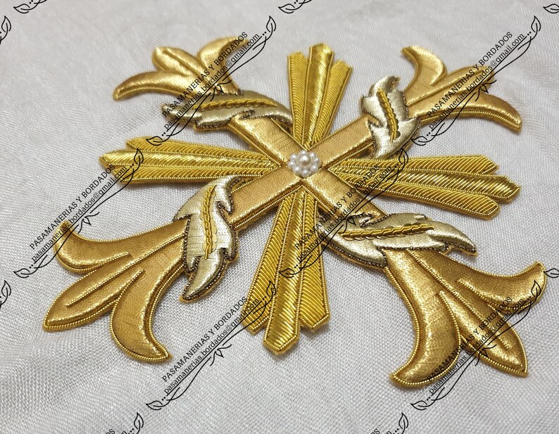Metallic Hand Embroidered Cross | Etsy