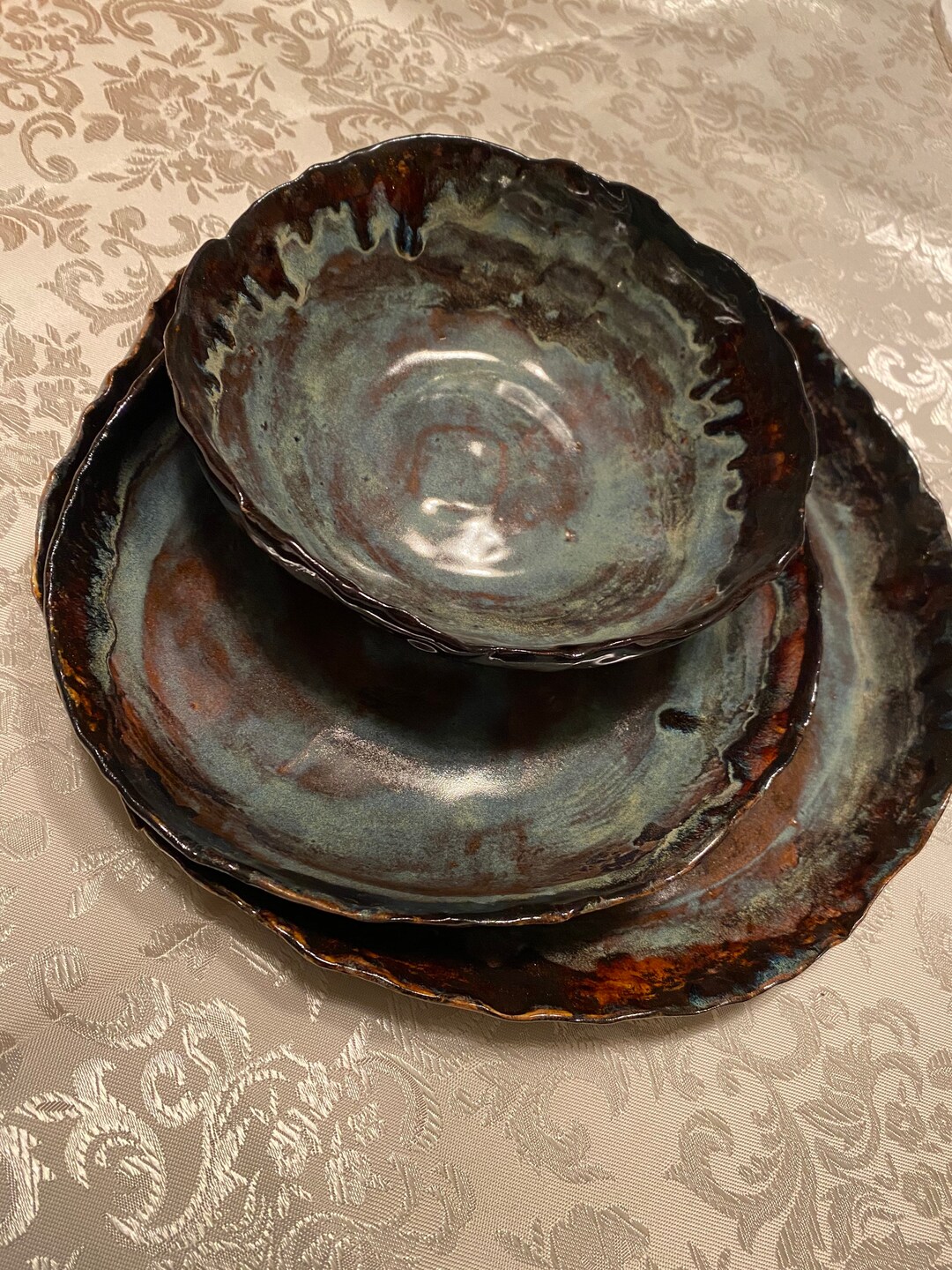 3 Piece Rustic Dinnerware Set - Etsy