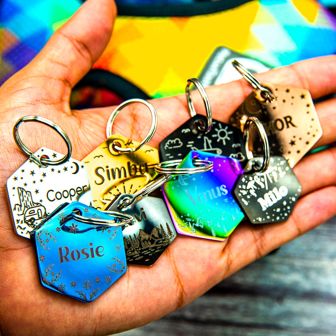 Personalized Designer Pet ID Tag - Deep Engraved Double Sided ...