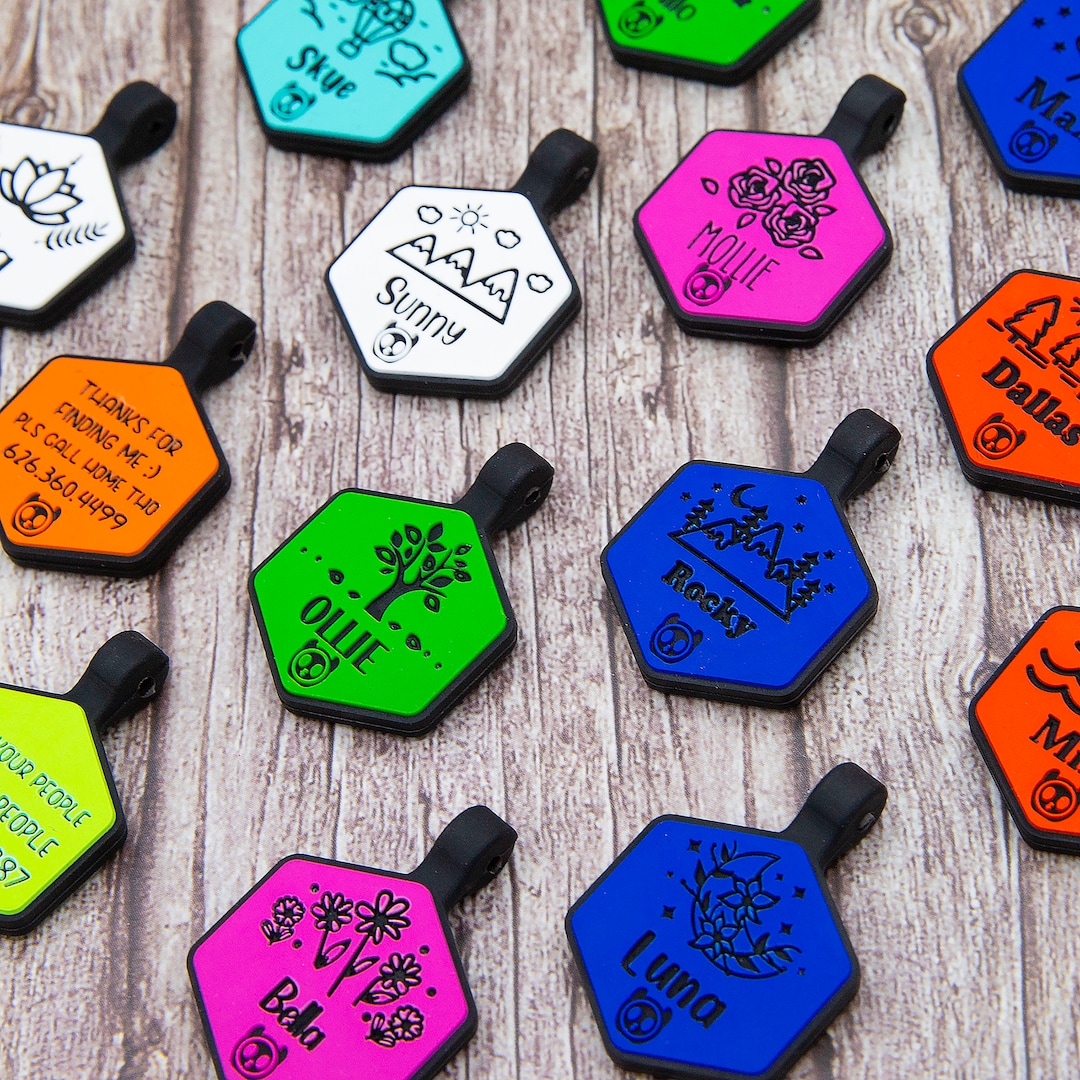 Designer Silent Personalized Soundless Designer Pet ID Tag - Deep ...