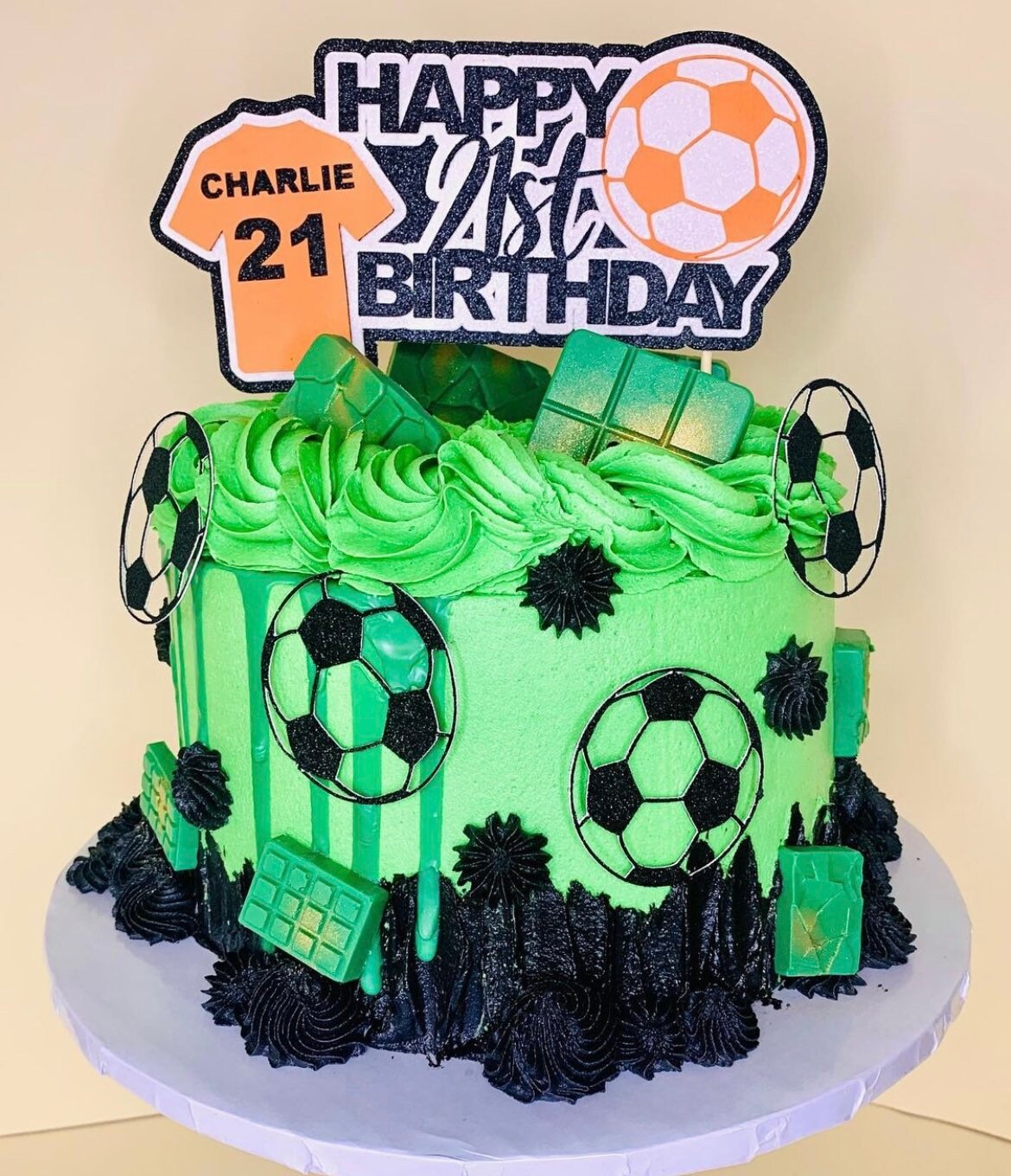 Football Themed Cake Topper Personalised With Age and Named - Etsy