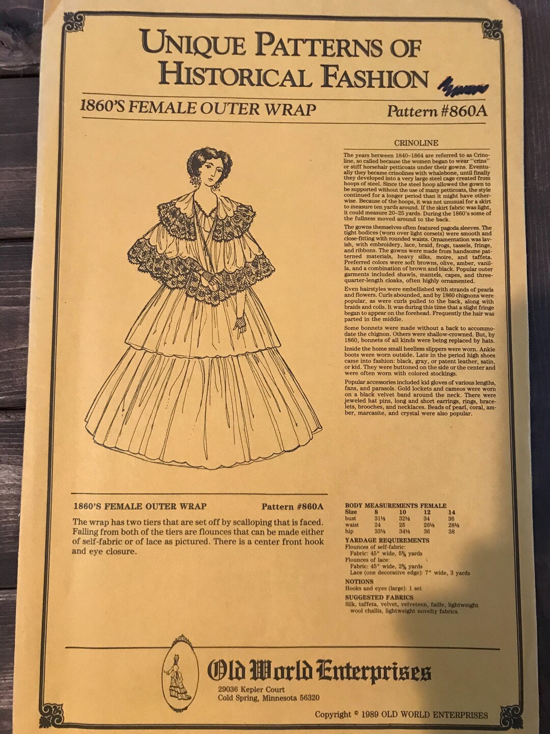 Old World Enterprises Pattern 860A, Unique Patterns of Historical ...