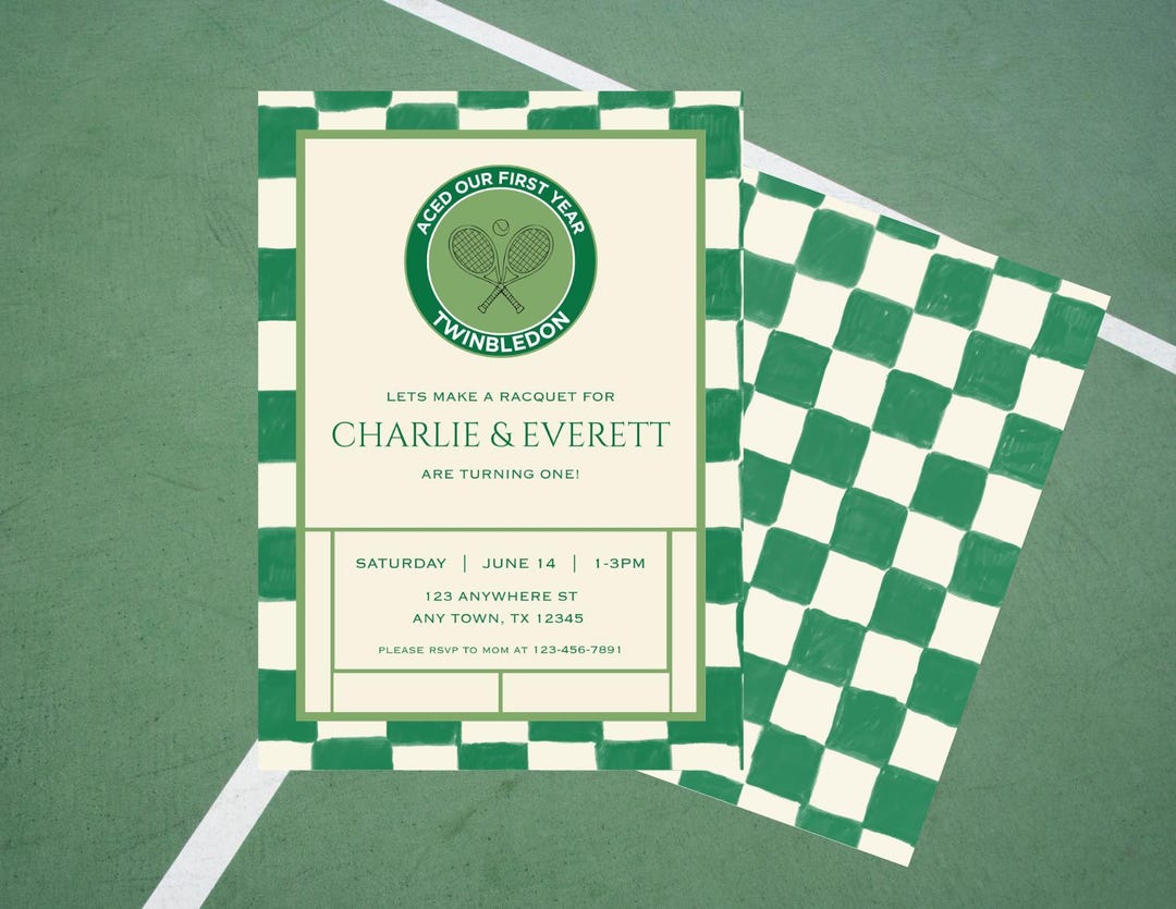 EDITABLE Twin Birthday Invitation, Twinbledon, Tennis Theme, Twin Boys ...