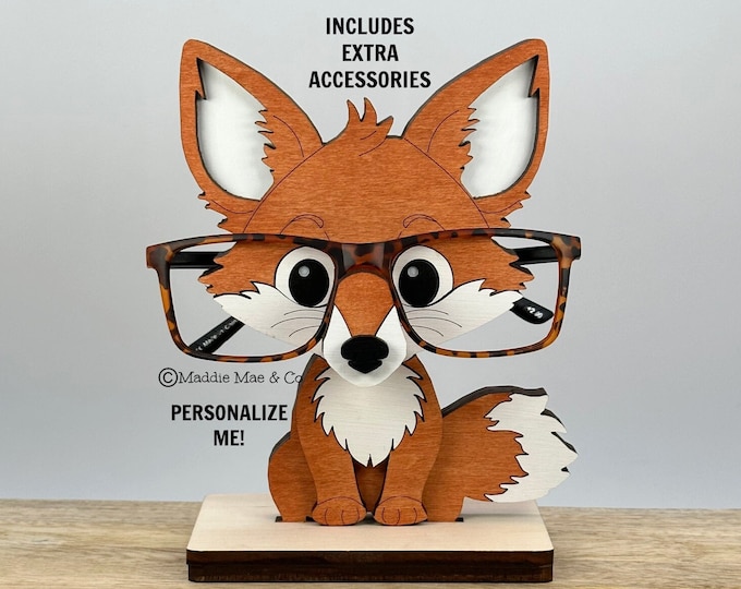 Fox Eyeglass Stand, Custom Fox Gift, Fox Wearing Glasses, Personalized ...