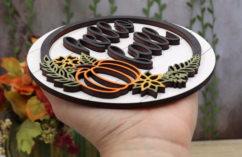 Round Miniature Hello Fall Sign Mini 4 or 6 Inch Sign Tiered - Etsy