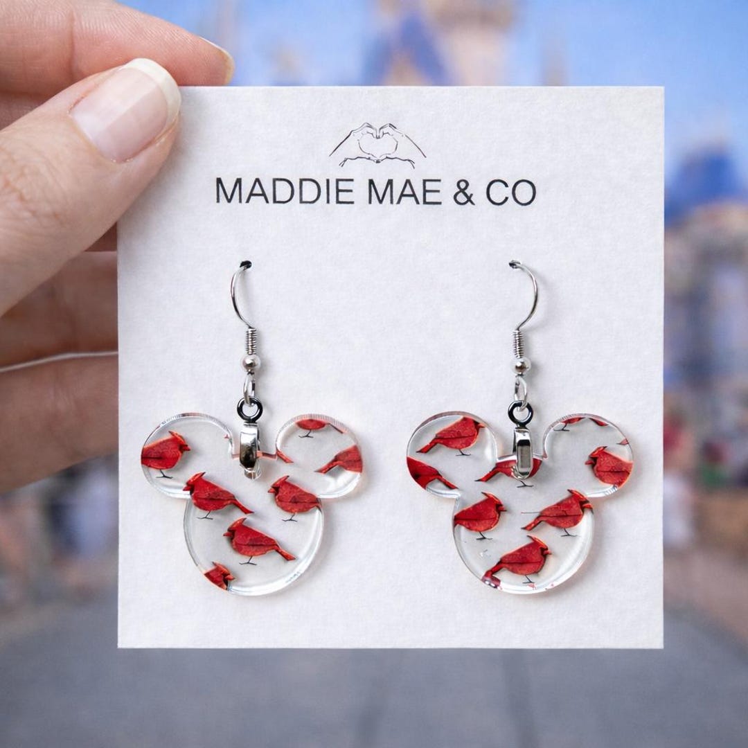Cardinal Mouse Head Earrings – Red Bird Acrylic Jewelry - Lightweight ...