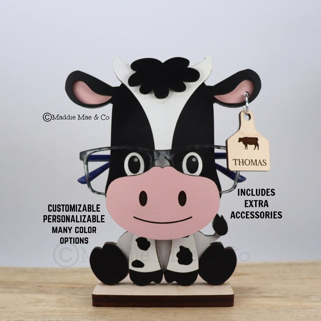 Cow Eyeglass Stand, Custom Personalized Cow Eyeglass Holder, Cow ...