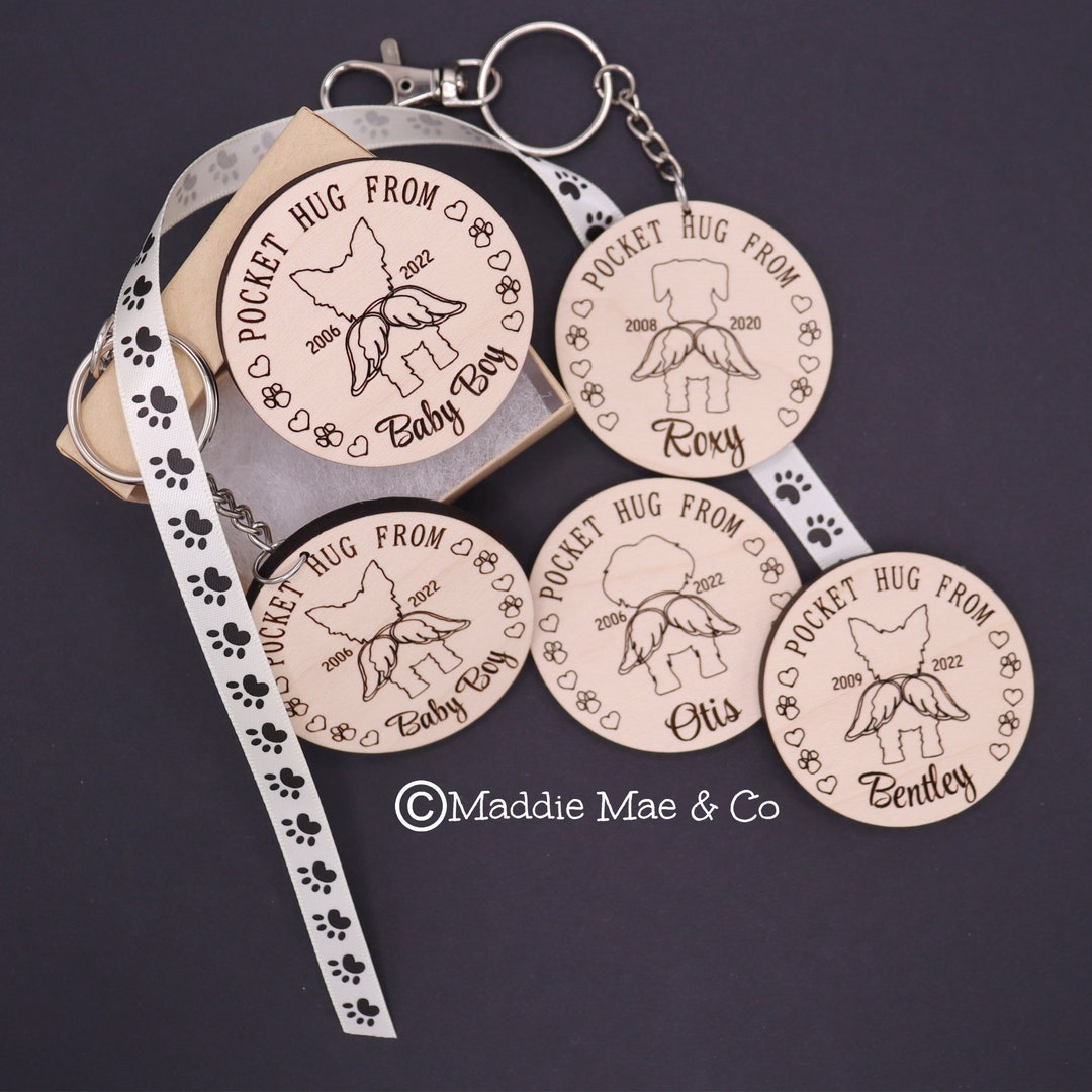 Dog Memorial Pocket Hug Token, Custom Dog Breed Keychain, Pet Loss Gift ...