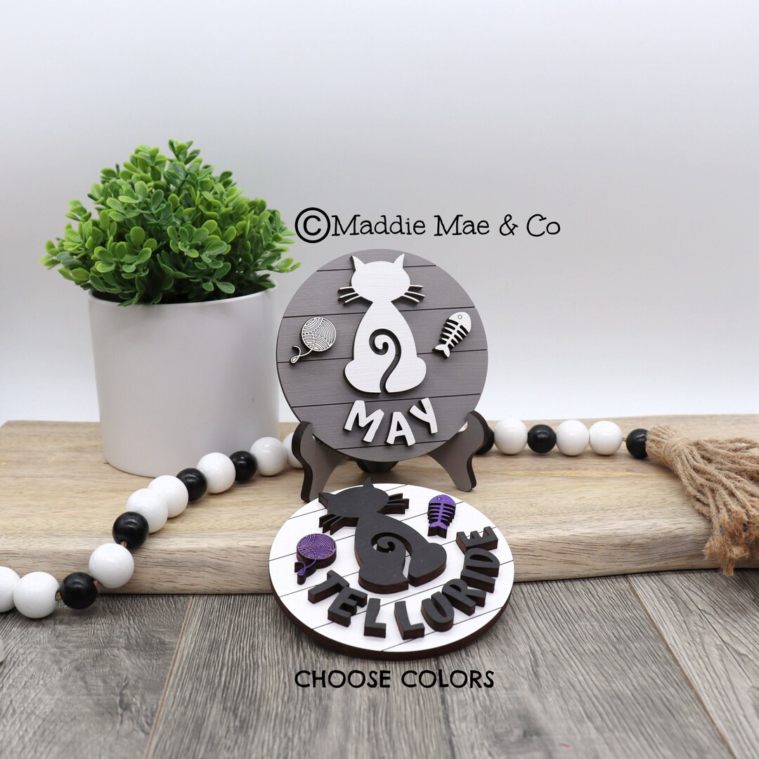 Custom Cat Sign With Easel, Personalized 3D Wooden Shiplap Cat Sign ...