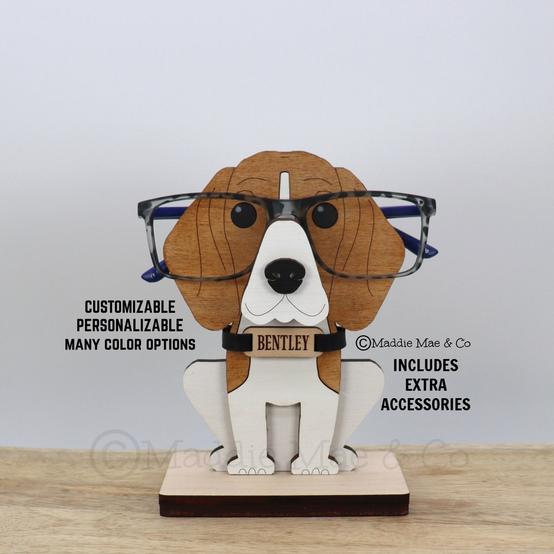 Beagle Eyeglass Stand: Custom Dog Breed Gift, Wooden Spectacle Holder ...